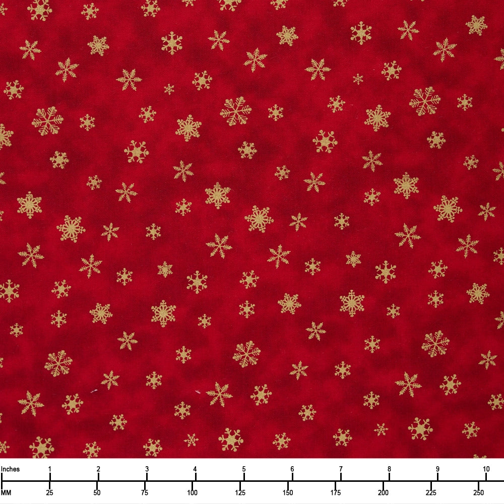 Timeless Treasures Holiday Blenders Metallic Snowflakes Ice CM3467 Red ...